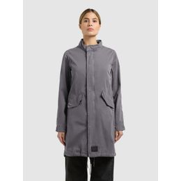 Kurzmantel Khujo "THERES", Damen, Gr. L, slate grau, Twill, 100% Baumwolle, unifarben, regular fit knielang, eingesetzt abgesteppte Kante, M&auml;ntel Kurzmantel