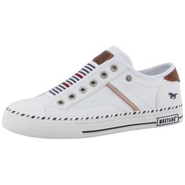 Mustang Shoes Damen Slip-On Sneaker "Magdalena", Gr. 37, wei&szlig;, Baumwolle, Schuhe, Freizeitschuh, Slipper, Schlupfschuh mit Kontrastbes&auml;tzen