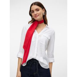 V&eacute;ro Moda Langarmbluse VERO MODA "VMLINN BUMPY LS SHIRT WVN NOOS", Damen, Gr. L, snow wei&szlig;, Web, Obermaterial: 55% Leinen, 45% Viskose, unifarben, regular fit Po-bedeckend, V-Ausschnitt, Blusen, Viskosemischung, regular fit, mit Leinen