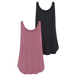 Lascana Longtop 'mit gerundetem Saum' mehrfarbig Gr. 32/34 f&uuml;r Damen. Mit Rundhals. Bequem. Nachhaltig.