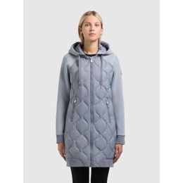 Steppmantel Khujo "NORA", Damen, Gr. XL, misty blau, Web, 100% Nylon, unifarben, regular fit h&uuml;ftlang, Raglan&auml;rmel Rippb&uuml;ndchen, M&auml;ntel Steppmantel