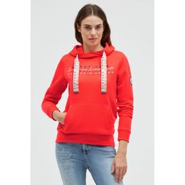Kapuzensweatshirt SOCCX, Damen, Gr. L, rot neon, Sweatware, Material: 80% Polyester, 20% Baumwolle, bedruckt, regular fit normal, Rundhals, eingesetzt Rippb&uuml;ndchen, Sweatshirts, mit Baumwolle