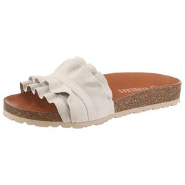 Pantolette VERBENAS "Rocio Roda", Damen, Gr. 35, wei&szlig;, Veloursleder, unifarben, Schuhe Pantolette, Sommerschuh, Flat mit geschwungenen Laschenstoff, Topseller