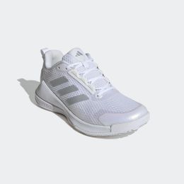Hallenschuh adidas Performance "NOVAFLIGHT 2 INDOOR", Damen, Gr. 37, wei&szlig; (cloud wei&szlig;, silber metallic, ftwr wei&szlig;), Synthetik, Textil, Schuhe Hallenschuh, Volleyballschuh
