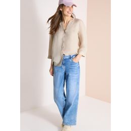 Longbluse Cecil, Damen, Gr. M (40), macadamia beige, Web, 55% Leinen, 45% Viskose, unifarben, klassisch normal, Rundhals, B&uuml;ndchen, Blusen Longbluse, mit 3/4 &Auml;rmeln