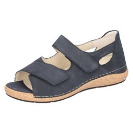 Waldl&auml;ufer Sandale WALDL&Auml;UFER "K-Heliett", Damen, Gr. 8 (42), blau (dunkelblau), Nubukleder, unifarben, Schuhe Sandale, Sommerschuh, Sandalette, Keilabsatz, in Komfortweite K (= extraweit)
