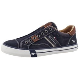 Slip-On Sneaker Mustang Shoes "Calogero", Herren, Gr. 46, navy, Baumwolle, Schuhe, Slipper, Freizeitschuh, Halbschuh mit Kontrastn&auml;hten