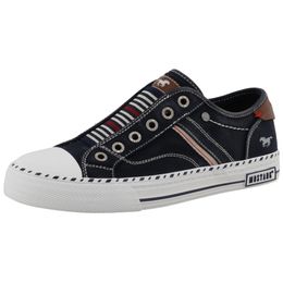Slip-On Sneaker Mustang Shoes "Magdalena", Damen, Gr. 40, navy, Baumwolle, Schuhe, Freizeitschuh, Slipper, Schlupfschuh mit Kontrastbes&auml;tzen