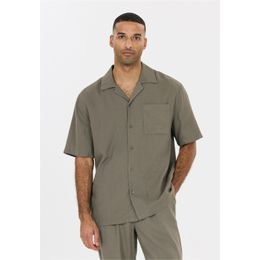 Outdoorhemd NOU "Dalan", Herren, Gr. S, US-Gr&ouml;&szlig;en, braun (khaki), 55% Leinen, 45% Viskose, unifarben, normal, Hemden, atmungsaktiv