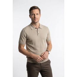 Poloshirt OLYMP "Strick Casual", Herren, Gr. XL, natur, Feinstrick, Obermaterial: 84% Baumwolle, 16% Polyamid, meliert, regular fit h&uuml;ftbedeckend, hoch geschlossener Ausschnitt, Rippb&uuml;ndchen, Shirts, mit Knopfleiste, regular fit