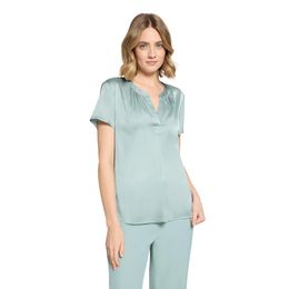 Satinbluse Betty Barclay "Damen kurzarm", Damen, Gr. 46, gray mist, Obermaterial: 97% Polyester, 3% Elasthan, l&auml;ssig geschnitten normal, V-Ausschnitt, Blusen