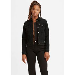 Levi's Jeansjacke LEVI'S "ORIGINAL TRUCKER", Damen, Gr. M (38), schwarz (schwarz air), Web, Obermaterial: 86% Baumwolle, 13% Polyester, 1% Elasthan, figurbetont kurz, 1-Knopf-Manschette mit Schlitz, Jacken Jeansjacke, FRESH COLLECTION