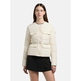 Steppjacke Khujo "Cinnia", Damen, Gr. XS (34), sanftes wei&szlig;, Obermaterial: 100% Nylon. Innenfutter: 100% Nylon. Wattierung: 100% Polyester, gerade h&uuml;ftlang, hoch geschlossener Ausschnitt, &Auml;rmel ohne &Auml;rmelschlitz abgesteppte Kante, Jacken Steppjacke, Elegante Damen &Uuml;bergangsjacke mit Tailleng&uuml;rtel