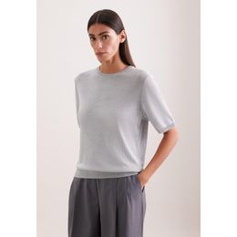 Strickpullover Seidensticker, Damen, Gr. M, silber, 68% Baumwolle, 32% metallisierte Fasern, gestreift, regular fit, Rundhals, Pullover Strickpullover, Sweater Gestreift
