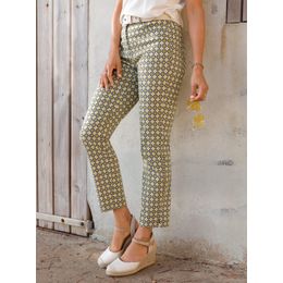 Webhose Inspirationen, Damen, Gr. 38, Normalgr&ouml;&szlig;en, sand, limone, bedruckt, 78% Viskose, 19% Polyamid, 3% Elasthan, bedruckt, gemustert, mehrfarbig, Hosen