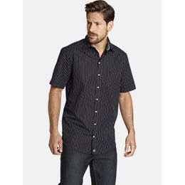 Streifenhemd Jan Vanderstorm "Streifenhemd PERTTU", Herren, Gr. 3XL, weit, schwarz, Obermaterial: 100% Baumwolle CO., gestreift, comfort fit normal, Hemden