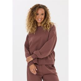 Sweatshirt NOU "Vacay", Damen, Gr. 36, kastanie, 50% Baumwolle, 48% Polyester, 2% Elasthan, unifarben, normal, Rundhals, Sweatshirts Sweatshirt, relaxed fit