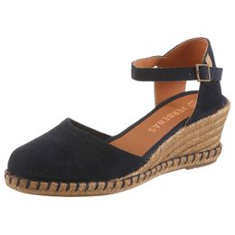 Slingpumps VERBENAS, Damen, Gr. 41, dunkelblau, Veloursleder, unifarben, Schuhe Slingpumps, Keilsandalette, Sommerschuh, Urlaubsschuh mit Bastbesatz