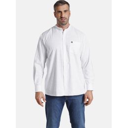 Langarmhemd Jan Vanderstorm "Stehkragenhemd KALLU", Herren, Gr. XL, weit, wei&szlig;, Obermaterial: 100% Baumwolle CO., unifarben, comfort fit normal, Hemden