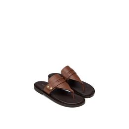 Marc O'Polo Zehentrenner MARC O'POLO "Stina", Damen, Gr. 39, cognac, Leder, unifarben, Schuhe Zehentrenner, Sommerschuh, Strandschuh, Urlaubsschuh mit Memory Foam