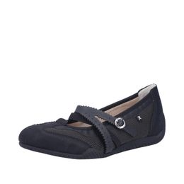 Riemchenballerina Rieker, Damen, Gr. 40, schwarz, Nubuklederimitat, Textil, unifarben, Basic, Schuhe Riemchenballerina, Schlupfschuh, Flats, Slipper mit Mesheinsatz