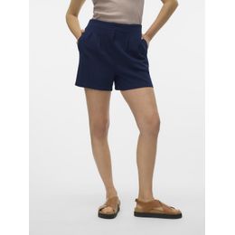 V&eacute;ro Moda Shorts VERO MODA "VMJESMILO HW SHORTS WVN NOOS", Damen, Gr. M (38), N-Gr, navy blazer, Web, Obermaterial: 55% Viskose, 45% Leinen, unifarben, regular fit kurz, Hosen Shorts, Viskosemischung, regular fit, mit Leinen