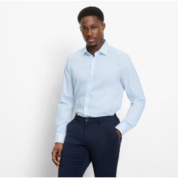 Langarmhemd OLYMP "Level Five", Herren, Gr. 39, N-Gr, bleu, Web, Obermaterial: 97% Baumwolle, 3% Elastolefin, 2-Knopf-Manschette, Hemden, Businesshemd, boby fit, Kentkragen, gemustert
