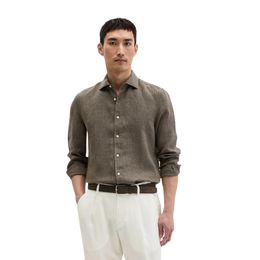 Marc O'Polo Langarmhemd MARC O'POLO "aus feinem Leinen-Chambray", Herren, Gr. M, Normalgr&ouml;&szlig;en, dunkelblau, Obermaterial: 100% Leinen, unifarben, figurbetont normal, Doppelmanschette, Hemden