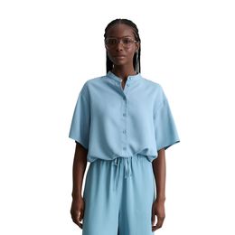 Marc O'Polo Kurzarmbluse MARC O'POLO DENIM "aus TENCEL&trade; Lyocell", Damen, Gr. XS, blau dawn, Obermaterial: 100% Lyocell, unifarben, relaxed fit bauchfrei, normaler Saum, Blusen