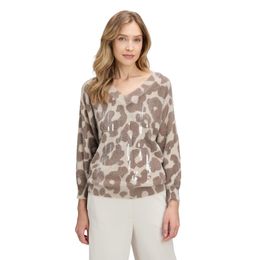 Strickpullover Betty Barclay "Damen mit Fledermaus&auml;rmeln", Damen, Gr. 44, beige (taupe, taupe), Strick, Obermaterial: 69% Polyamid, 31% Baumwolle, figurumspielend normal, V-Ausschnitt, Pullover Strickpullover