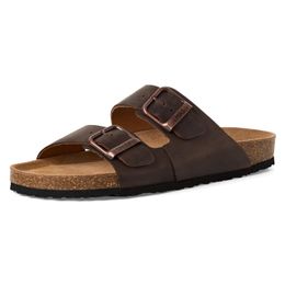 Pantolette Tamaris, Damen, Gr. 40, dunkelbraun, Leder, unifarben, used, Basic, Schuhe Pantolette, Hausschuh, Bequemschuh mit Logo-Schriftzug, f&uuml;r Herren