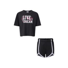 T-Shirt & Shorts Champion "Graphic Oversized Fit T-Shirt and Shorts set", M&auml;dchen, Gr. S (128/134), nbk, nbk, Obermaterial: 100% Baumwolle, KOB Set-Artikel, f&uuml;r Children, sportlicher Stil