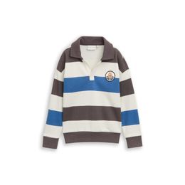 Sweatshirt Tom Tailor, Jungen, Gr. 104/110, grau blau sanftes wei&szlig; stripe, Sweatware, Obermaterial: 70% Baumwolle, 30% Polyester, gestreift, regular fit normal, ohne Ausschnitt, Rippb&uuml;ndchen, Sweatshirts Sweatshirt, mit Streifen Muster