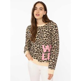 Hoodie Zwillingsherz "WILD AOP", Damen, Gr. S/M, beige, Sweatware, Obermaterial: 50% Baumwolle, 50% Polyester, Sweatshirts Hoodie, Crew-Neck, Rippb&uuml;ndchen, Print vorne und hinten, Leomuster