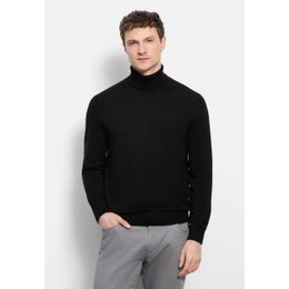 Rollkragenpullover OLYMP "OLYMP Casual Strick", Herren, Gr. XXL, schwarz, 100% Schurwolle, Pullover Rollkragenpullover