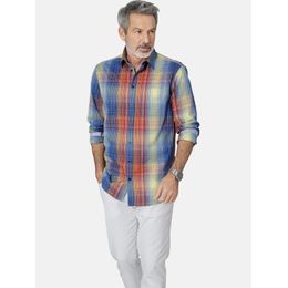 Langarmhemd Babista "Hemd MILANZARO", Herren, Gr. XXL, weit, bunt (blau kariert), Obermaterial: 100% Baumwolle CO., Hemden, mit Kentkragen