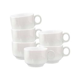 Tasse Seltmann Weiden "Kaffeetassen Sento Home 210 ml 6er Set", wei&szlig; (aura wei&szlig;), 6 tlg., Porzellan, Trinkgef&auml;&szlig;e, Tasse