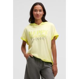 Kapuzenshirt SOCCX, Damen, Gr. M/L, vivid lemon, Single Jersey, Material: 100% Baumwolle, Glitzermuster, bedruckt, regular fit normal, Rundhals, angeschnitten, Shirts Kapuzenshirt, mit Bindeband am Saum