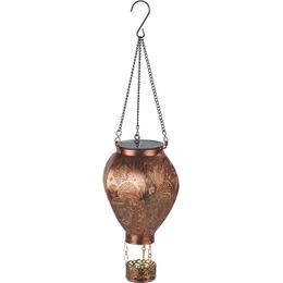 LED Gartenleuchte Maximex "Modell Hei&szlig;luftballon", mehrfarbig, H:47cm L:15cm, Leuchten, LED Gartenleuchte, Solar-Ballon in Bronze-Optik mit Pilzmuster-Lichtprojektion