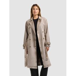 Trenchcoat Khujo "HERA", Damen, Gr. L, latte braun, Web, 100% Baumwolle, regular fit, eingesetzt abgesteppte Kante verstellbar, M&auml;ntel