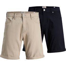 Jack & Jones Shorts JACK & JONES "JPSTRICK DYLAN ORIGINAL SHORTS MP 2PK", Herren, Gr. S, N-Gr, schwarz navy pack:string, Web, Obermaterial: 98% Baumwolle, 2% Elasthan, unifarben, regular fit, Hosen Shorts