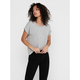 T-Shirt Only "ONLMOSTER &ndash; T-Shirt mit melierter Optik und elastischem Material", Damen, Gr. XL, grau (light grau melange), Jersey, Obermaterial: 75% Viskose, 20% Polyester, 5% Elasthan, meliert, l&auml;ssig geschnitten normal, Rundhals, Aufschlag, Shirts T-Shirt, meliert, casual, l&auml;ssig geschnitten, Viskosemischung, Rundhals