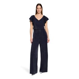 Overall Vera Mont "Damen im Glitzer-Look", Damen, Gr. 36, Normalgr&ouml;&szlig;en, dunkelblau, grau, Obermaterial: 86% Polyamid, 9% Polyester, 5% Elasthan; Futter: 100% Polyester, figurbetont, V-Ausschnitt, Overalls Overall