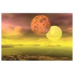 Fototapete papermoon "PLANETEN-FUTURISTISCH WELTRAUM MOND GALAXIE UNIVERSUM", bunt, B:4m L:2,6m, Vlies, Tapeten
