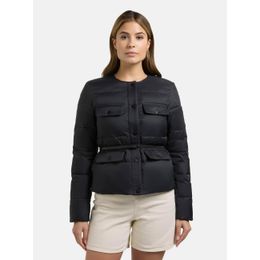 Steppjacke Khujo "Cinnia", Damen, Gr. XL (42), schwarz, Obermaterial: 100% Nylon. Innenfutter: 100% Nylon. Wattierung: 100% Polyester, gerade h&uuml;ftlang, hoch geschlossener Ausschnitt, &Auml;rmel ohne &Auml;rmelschlitz abgesteppte Kante, Jacken Steppjacke, Elegante Damen &Uuml;bergangsjacke mit Tailleng&uuml;rtel