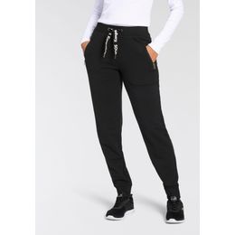 Jogginghose Kangaroos, Herren, Gr. 36, N-Gr, schwarz, Sweatware, Obermaterial: 95% Baumwolle, 5% Elasthan, bedruckt, unifarben, bequem kn&ouml;chellang, Hosen Jogginghose, mit Zippertaschen und Logo Band