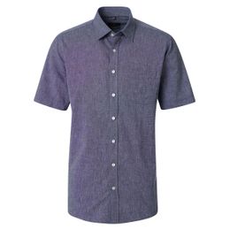 Kurzarmhemd Casamoda "Casamoda Leinenhemd Kurzarm uni", Herren, Gr. M, Normalgr&ouml;&szlig;en, blau, 70% Baumwolle, 30% Leinen, unifarben, l&auml;ssig geschnitten, Hemden