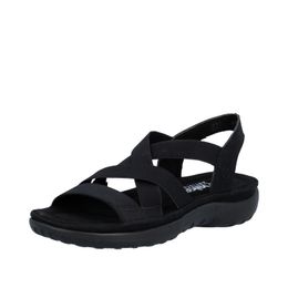 Sandale Rieker, Damen, Gr. 36, schwarz, Elastischer Einsatz, Nubuklederimitat, unifarben, Basic, Schuhe Sandale, Sommerschuh, Klassik-Sandale in bequemer Form