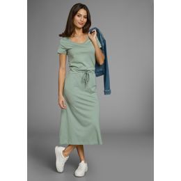 Sommerkleid Laura Scott, Damen, Gr. 44, N-Gr, blau (hellpetrol), Single Jersey, Obermaterial: 50% Baumwolle, 50% Modal, unifarben, 7/8-L&auml;nge, Kleider Sommerkleid, im Basic-Stil - in unifarben, gebl&uuml;mt oder gestreifter Optik