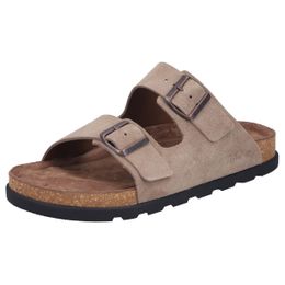 Pantolette Rieker, Herren, Gr. 46, braun (hellbraun), Veloursleder, Schuhe Pantolette, Sommerschuh, Strandschuh, Hausschuh mit bequemem Fu&szlig;bett